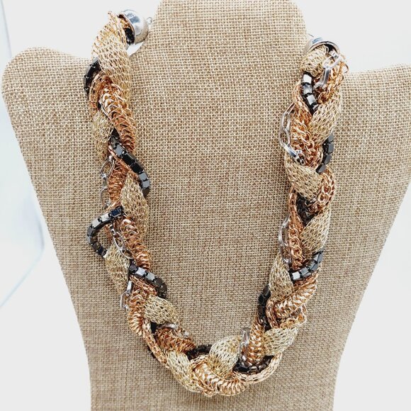 Unbranded | Jewelry | Mixed Metal Mesh Braided Necklace Choker Black ...